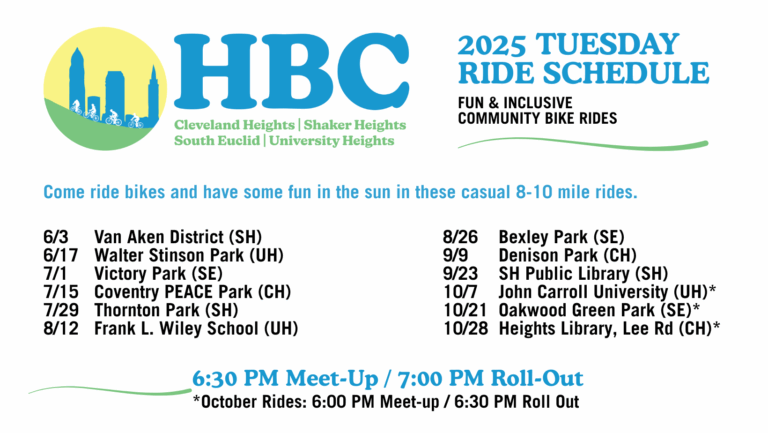 2025 Tuesday Bike Rides Schedule – Heights Bicycle Coalition